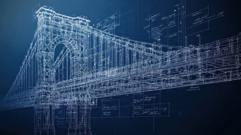 Architectural Blueprint of a Historic Bridge Design Showcasing ...