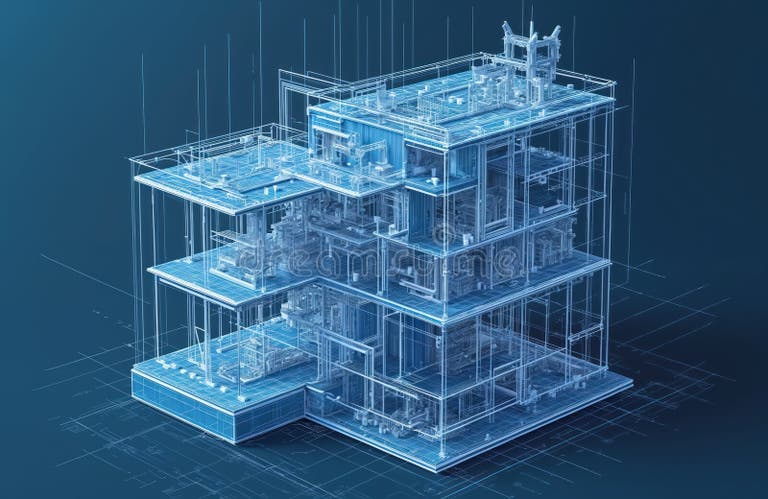 Architectural Blueprint Illustration Featuring Server Room with Data ...