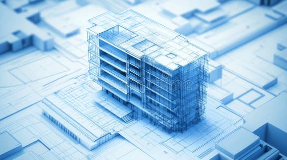 Architectural Blueprint Merging into Realistic 3D Building Design Stock ...