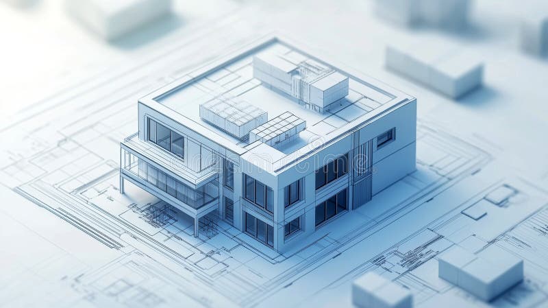 Architectural Blueprint of Modern Building Design Stock Illustration ...