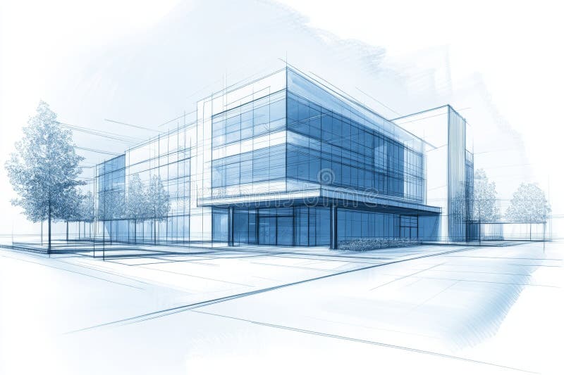 Architectural Blueprint of a Modern Commercial Building Design ...