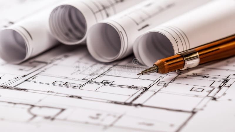Architectural Blueprint and Pencil, Detailed Plans for Construction ...