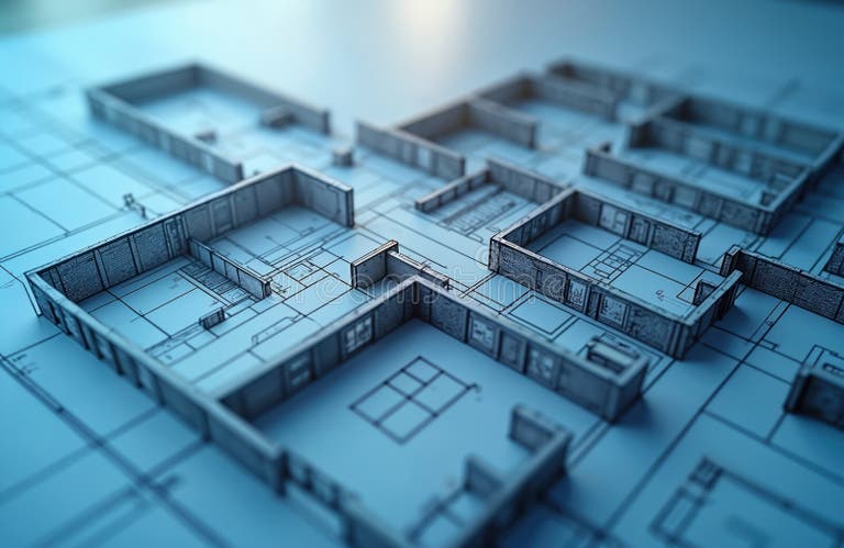 Architectural Blueprint Rendered in Detailed 3D, Design Featuring ...