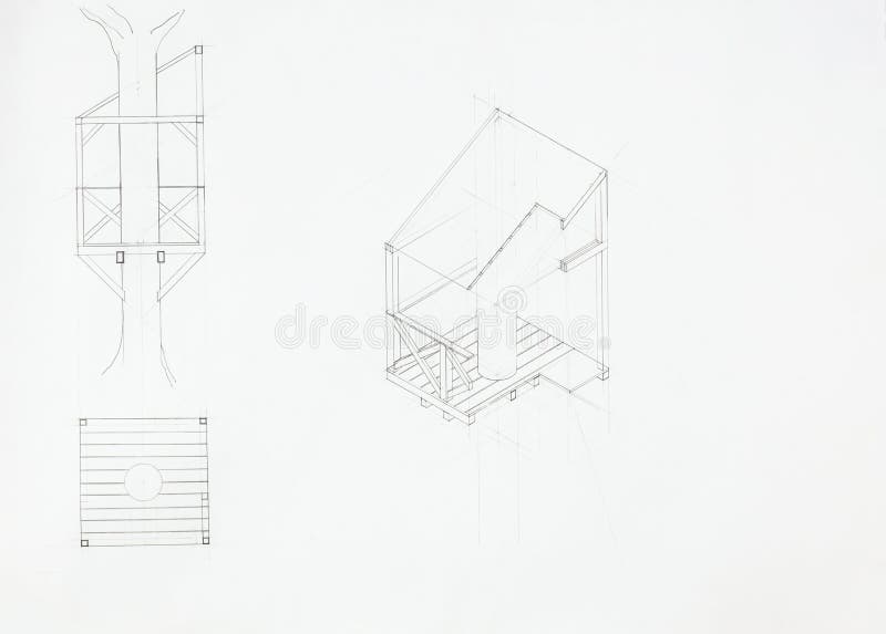 Architectural Blueprint of Tree House Stock Illustration - Illustration ...