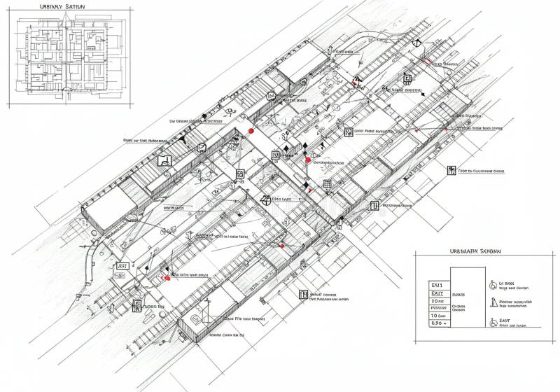 Architectural Blueprint of an Urban Layout, Showcasing a Series of ...