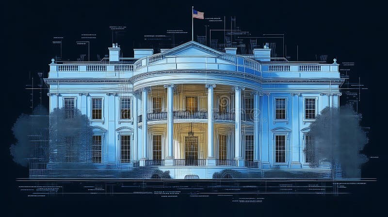 Architectural Blueprint of the White House Building Stock Illustration ...