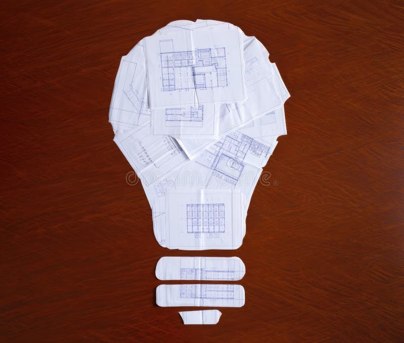 Architectural Blueprints Arranged To Form a Lightbulb, a Metaphor for ...