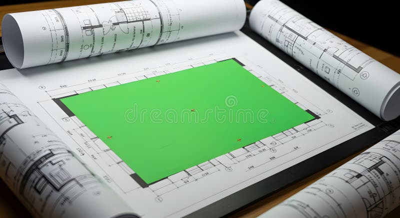 Architectural Blueprints with Green Screen for Design Integration and ...