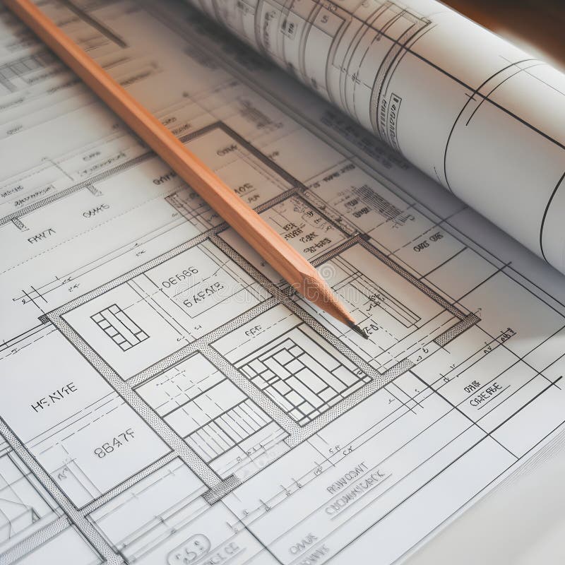 Architectural Blueprints and Pencil Capture Design Planning Process ...
