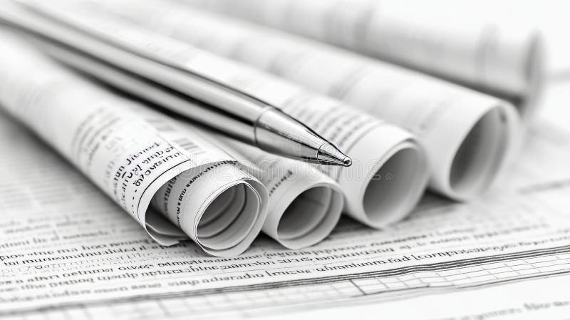 Architectural Blueprints, Rolled Up Technical Drawings Lying on Top of ...