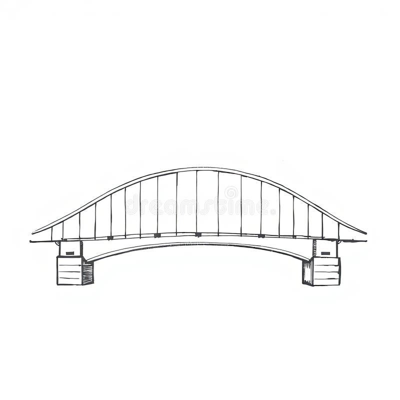 Architectural Bridge Drawing in Minimal Form Stock Illustration ...