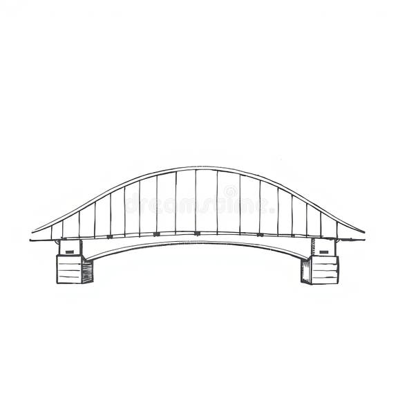 Architectural Bridge Drawing in Minimal Form Stock Illustration ...