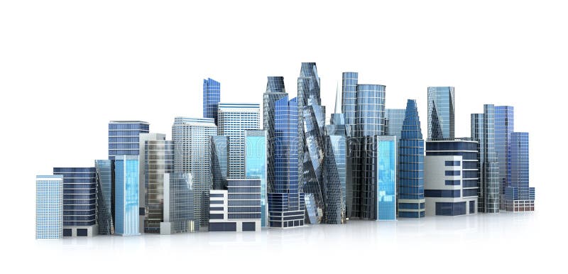 Architectural Building City in Panoramic View. Stock Illustration ...