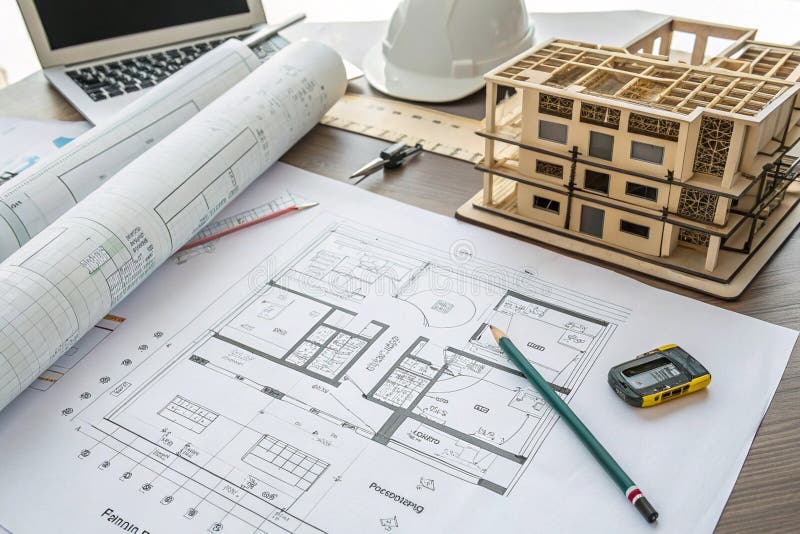 Architectural Building Construction Plan Sketch Stock Illustration ...