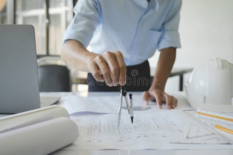 Architectural Building Design and Construction Plans. Stock Image ...