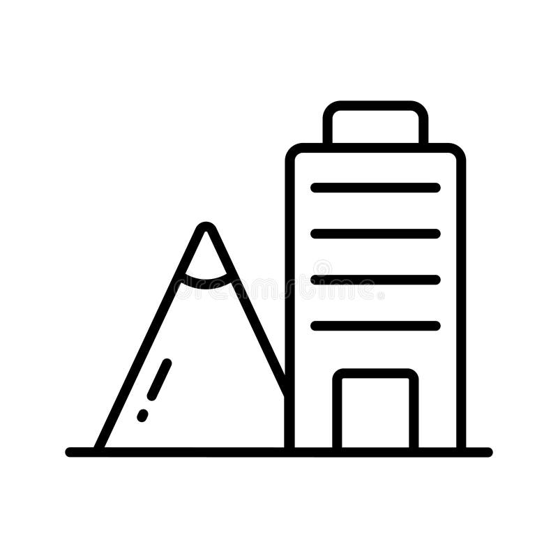 Architectural Building Design in Mountain Area, Concept Icon of ...