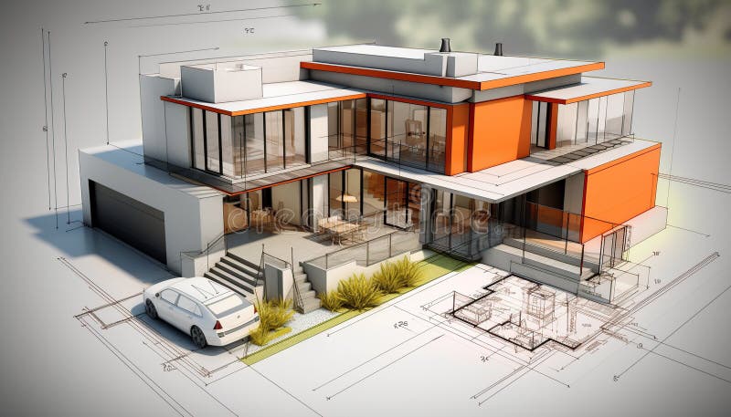 Architectural Building Sketch and Design Stock Illustration ...