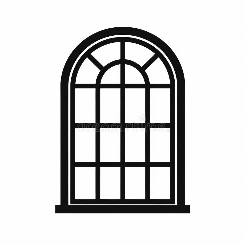 Architectural Chic: Black and White Arcade Window Icon Stock ...
