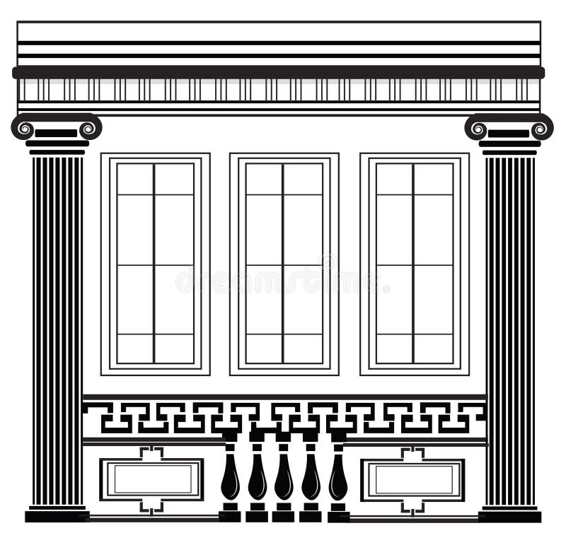 Architectural Classic House Facade with Corinthian Columns Stock Vector ...