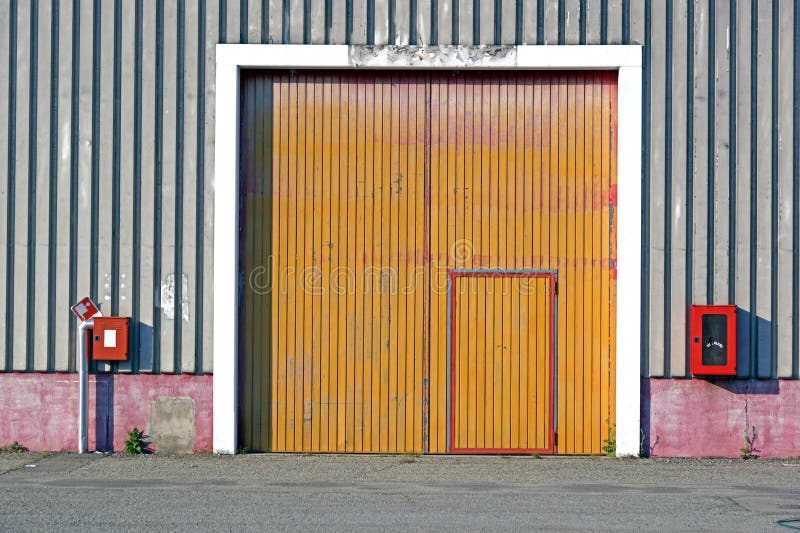 Architectural Close Up of an Industrial Facade Building with Metallic ...