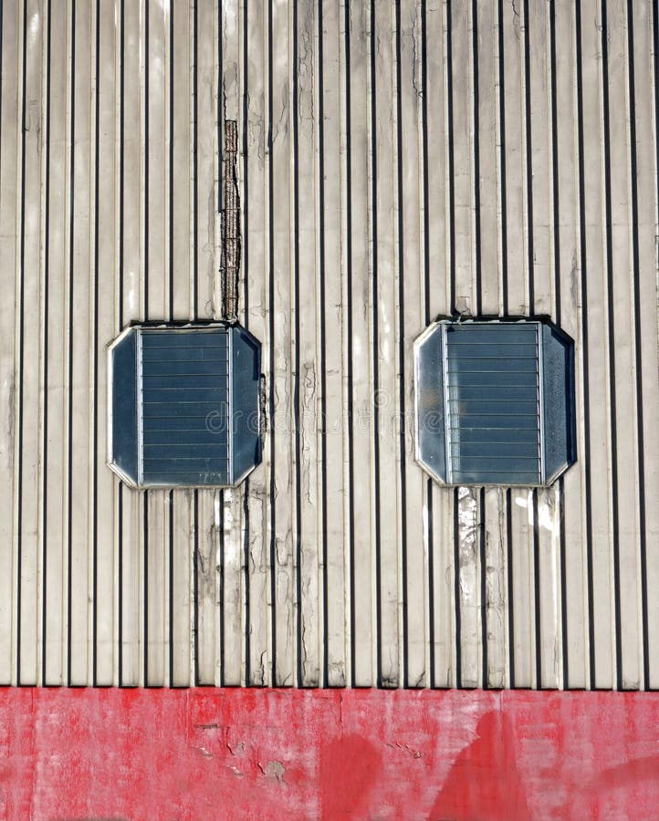 Architectural Close Up of an Industrial Facade Building with Metallic ...