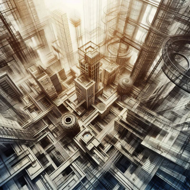 Architectural Collage Combine Multiple Exposures of Different a Stock ...