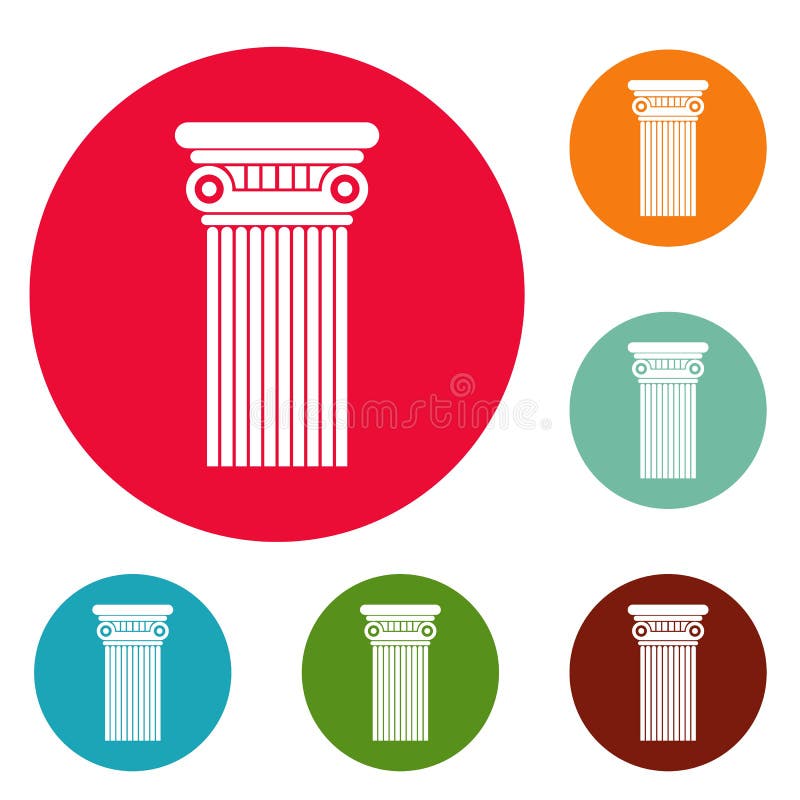 Architectural Column Icons Circle Set Vector Stock Vector ...