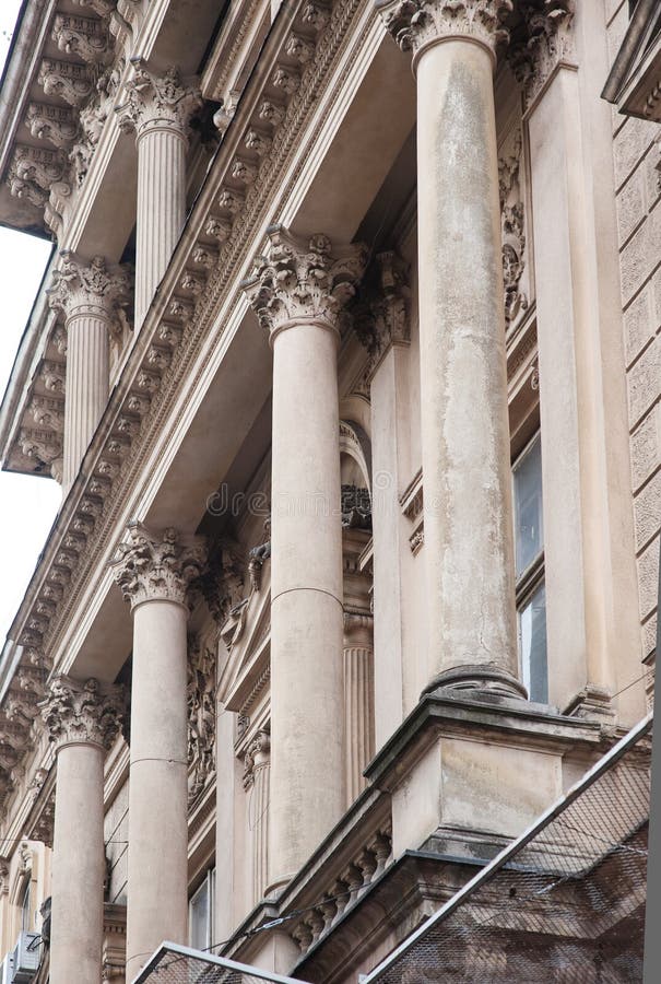 Architectural Columns Building in Old City Lviv Stock Photo - Image of ...
