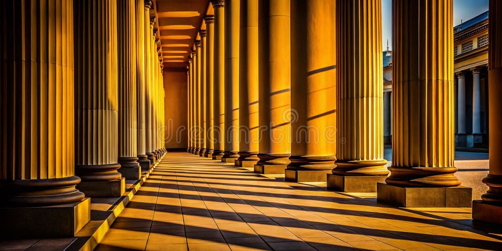 Architectural Columns in Dramatic Silhouette a Study in Shadow ...