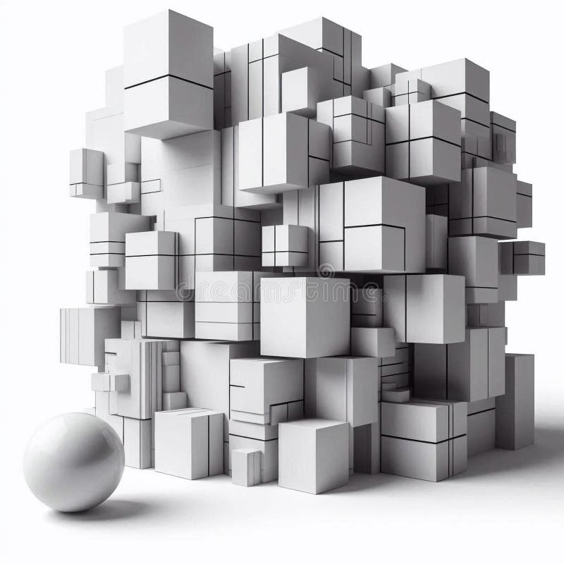 Architectural Composition with Cube Sphere and Parallelepiped Stock ...