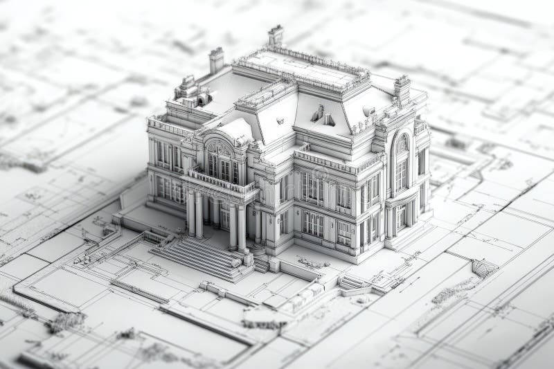 Architectural Concept Detail - Model of House Resting on Architectural ...