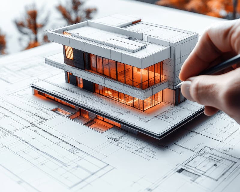 Architectural Concept Detail - Model of House Resting on Architectural ...