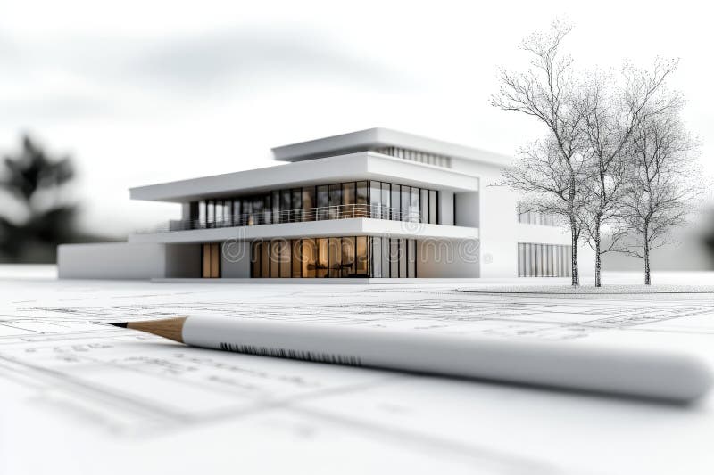 Architectural Concept Detail - Model of House Resting on Architectural ...