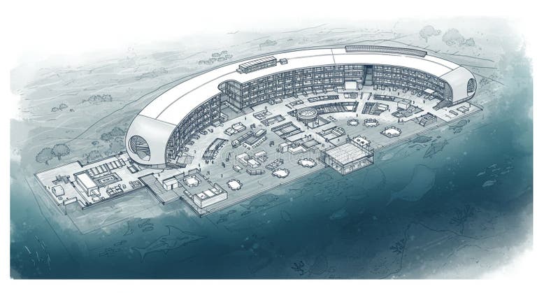 Architectural Concept of a Semi-circular Underwater Hotel. the ...