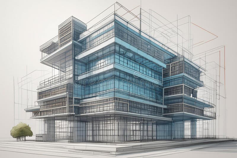 Architectural Concept Sketch of Modern Building. Abstract Sketch of a ...