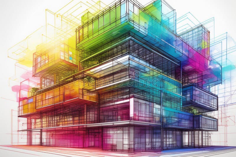 Architectural Concept Sketch of Modern Building. Abstract Sketch of a ...