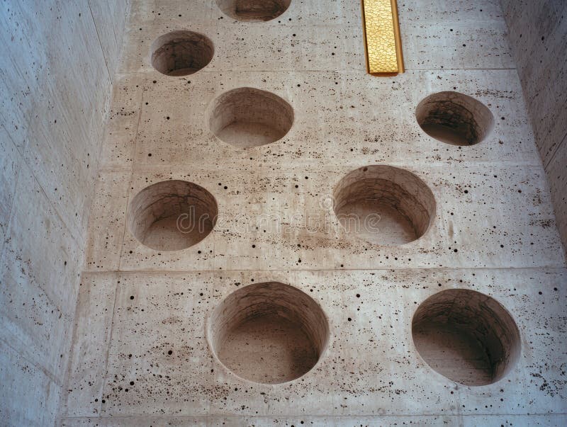 Architectural Concrete Design with Recessed Circular Patterns Stock ...