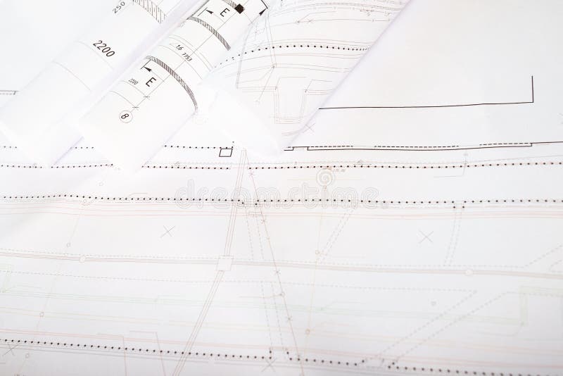 Paper Architectural Drawings and Blueprint, Interior Design Plans and ...