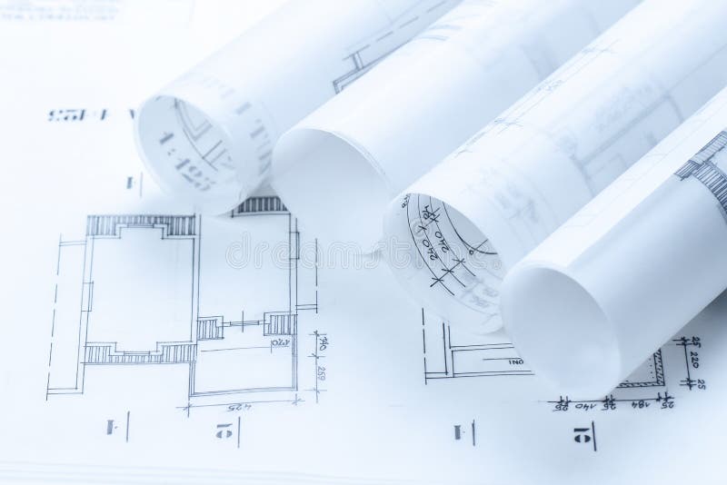 Architectural Construction Plans Stock Image - Image of building ...