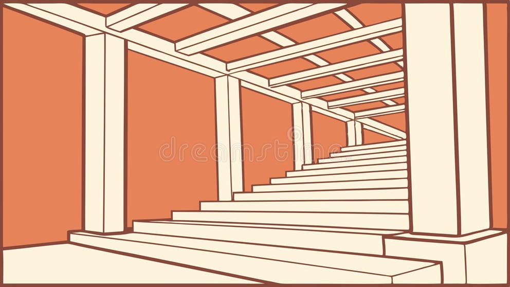 Architectural Corridor: Infinite Journey Ahead. Vector Design ...