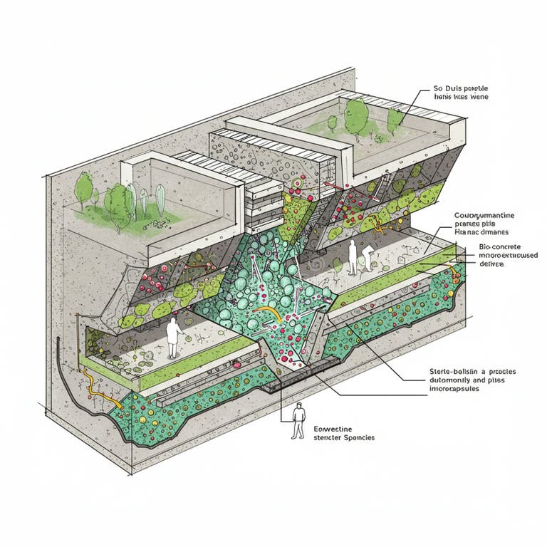 An Architectural Cross-section Illustration Depicting a Multi-level ...