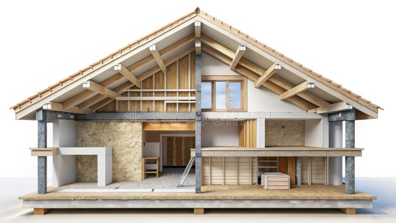 Architectural Cross-section of a Residential Structure Revealing ...
