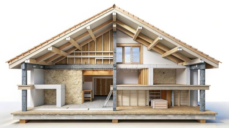 Architectural Cross-section of a Residential Structure Revealing ...