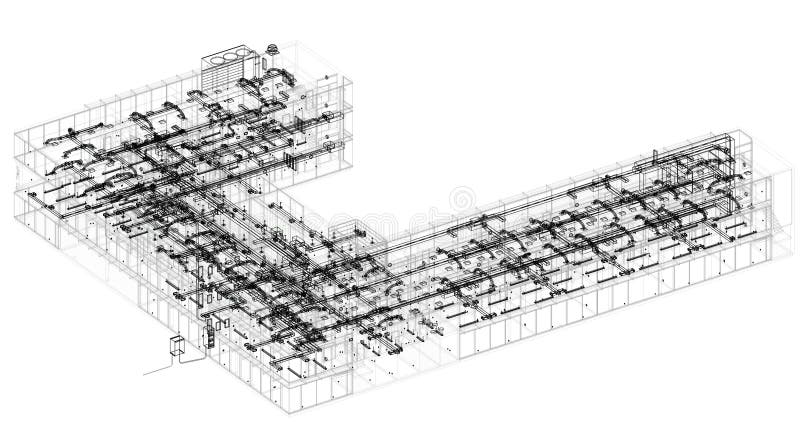 Architectural 3D BIM Isometric Ductwork Illustration Stock Illustration ...
