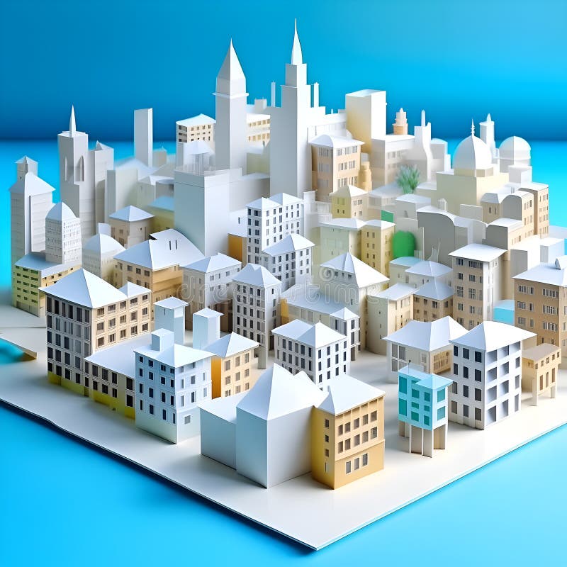 Architectural 3D Model of the Center of a Large City Stock Illustration ...
