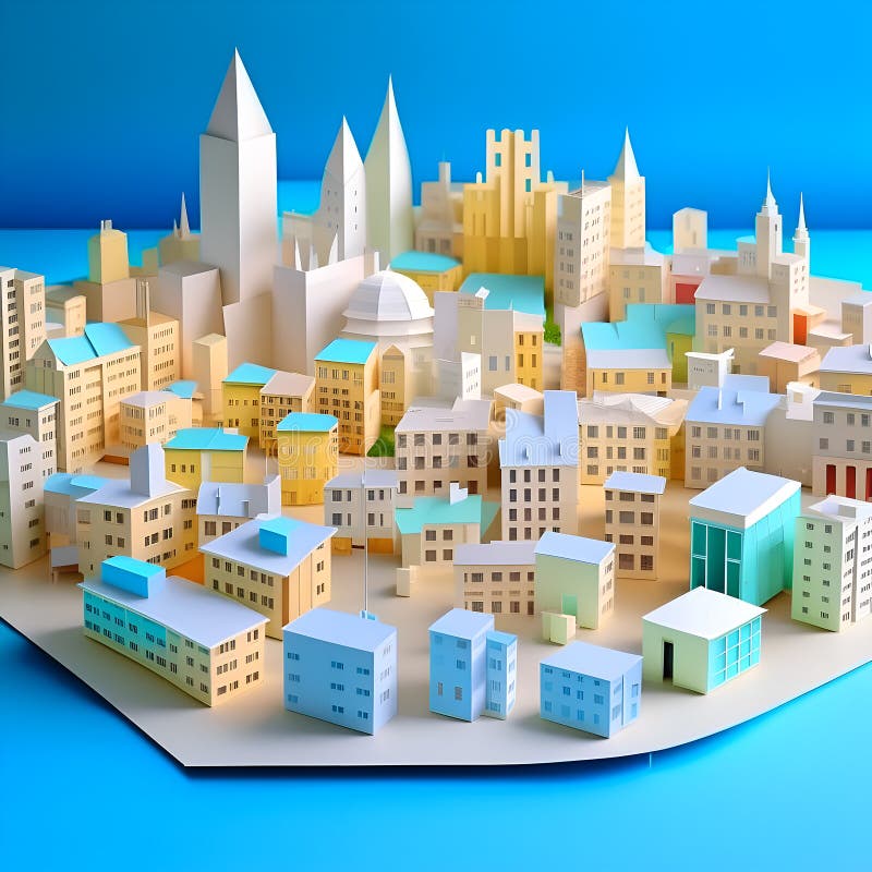 Architectural 3D Model of the Center of a Large City Stock Illustration ...