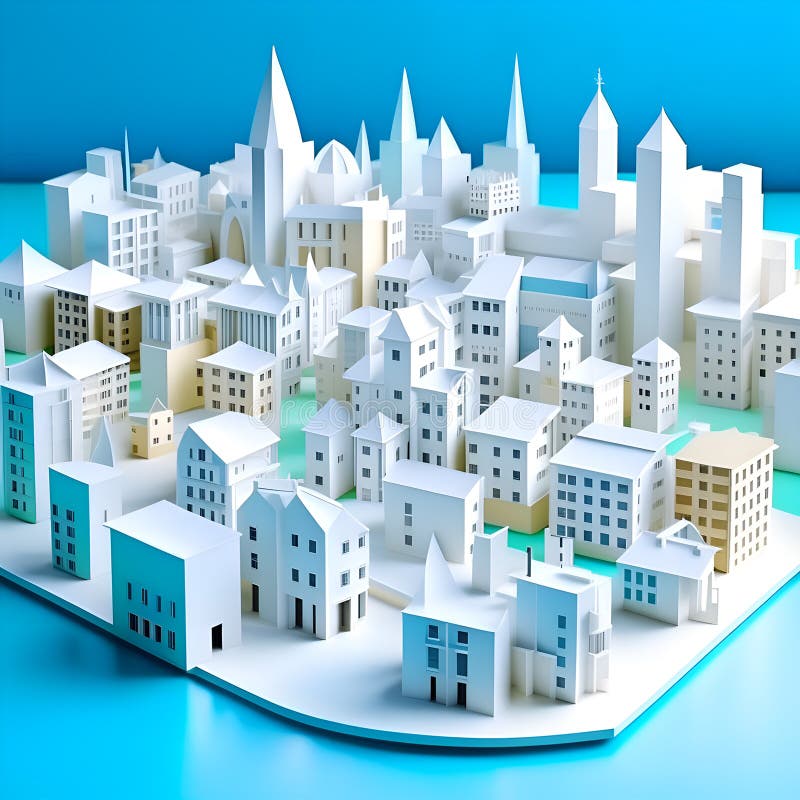 Architectural 3D Model of the Center of a Large City Stock Illustration ...