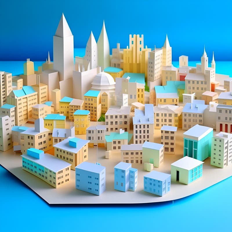 Architectural 3D Model of the Center of a Large City Stock Illustration ...