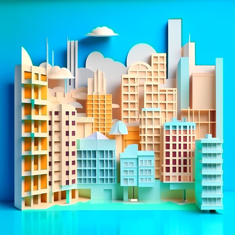 Architectural 3D Model of the Center of a Large City Stock Illustration ...