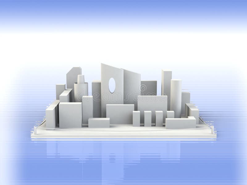 Architectural 3D Model Miniature Downtown Perspective Stock ...